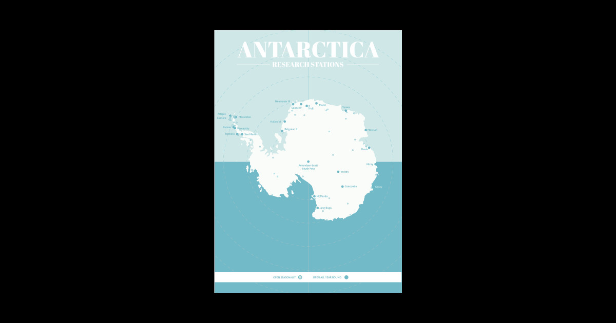 Antarctica Research Stations Map - Antarctica - Sticker | TeePublic Antarctica Research Stations Map - Antarctica - Sticker | TeePublic