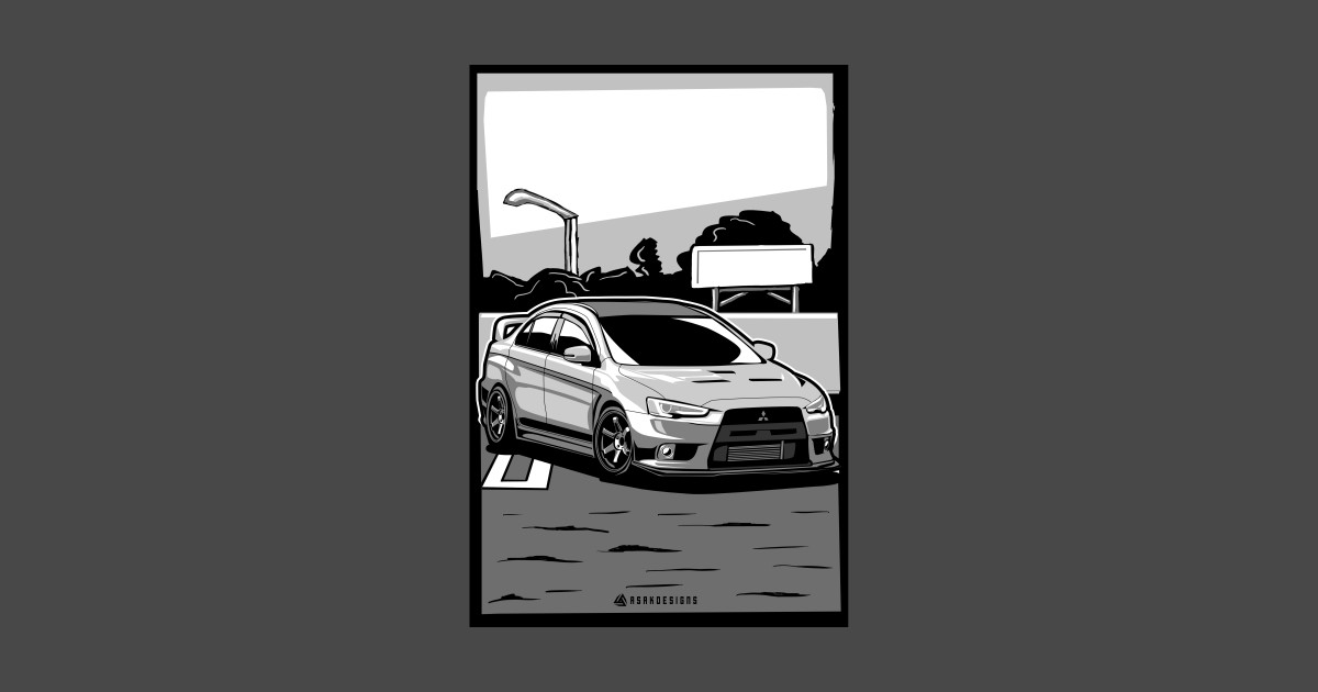LANCER EVOLUTION EVO X jdm illustration - Mitsubhishi - T-Shirt | TeePublic