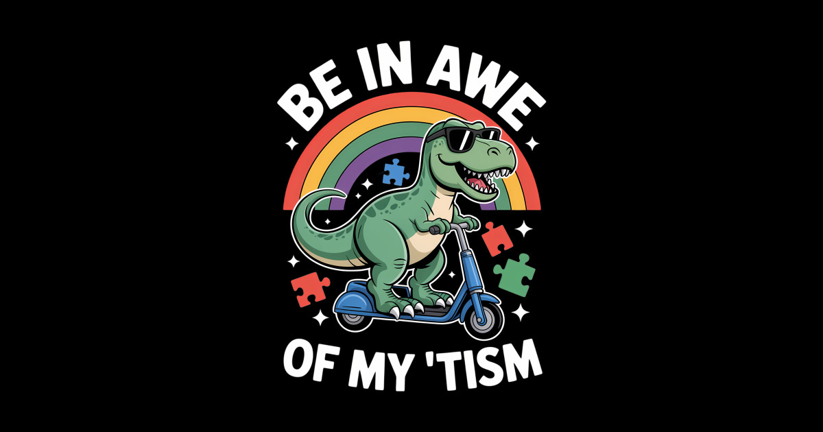 T rex Dinosaur Autism Awareness Cute Support - T Rex Dinosaur Autism ...