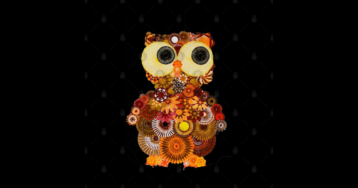 Spirograph Owl: a handmade spirograph collage print - Spirographic ...