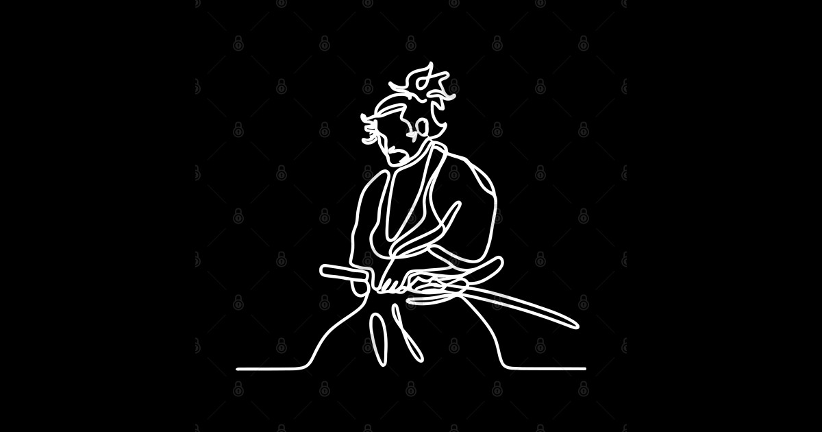 Miyamoto Musashi Line Drawing - Musashi Miyamoto - Sticker | TeePublic