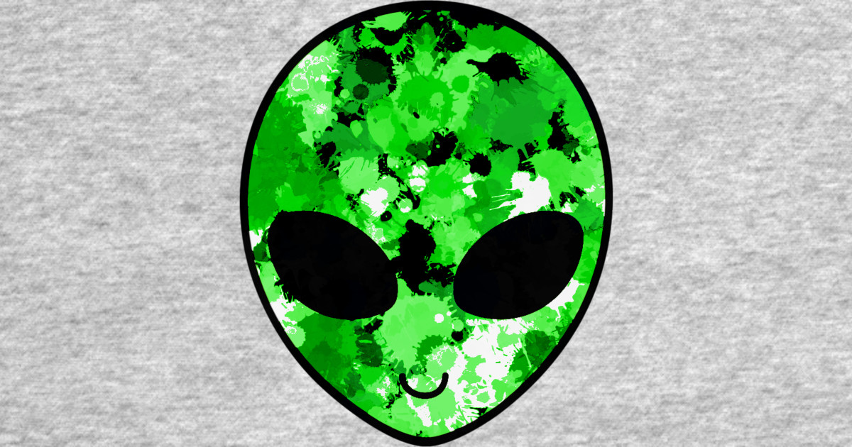 Green Paint Splatter Alien Head - Alien - T-Shirt | TeePublic