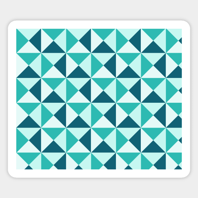 Teal Navy Sky Blue Geometric Triangles Pattern - Vibrant - Sticker ...
