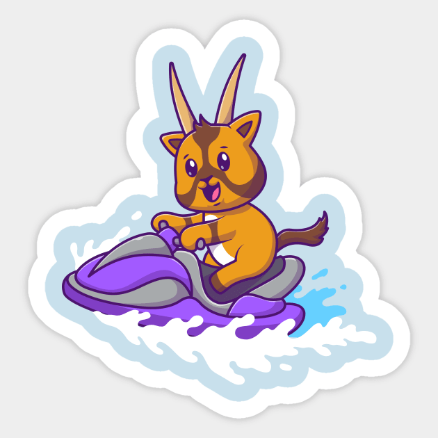 Cute Oryx Riding Ski Boat Cartoon - Cute Oryx Riding Ski Boat Cartoon ...