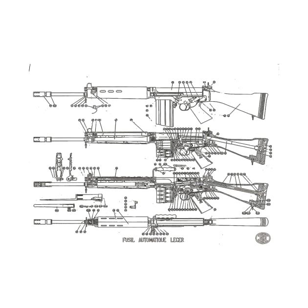 FN Herstal FAL Rifle Diagram (black) - Fal - T-Shirt | TeePublic