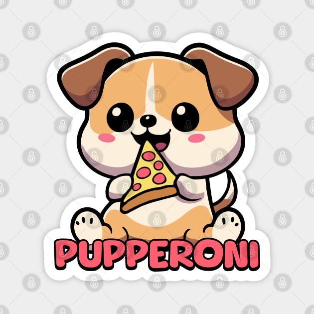 Pupperoni! Cute Pizza Dog Cartoon! - Pizza Pun - Magnet | TeePublic