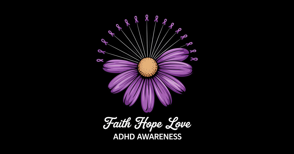 ADHD Awareness Faith Hope Love Purple Ribbon - Adhd Awareness - Sticker ...