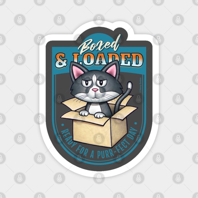 Cute tuxedo cat in box ready for a purr-fect day - Tuxedo Cat - Magnet ...