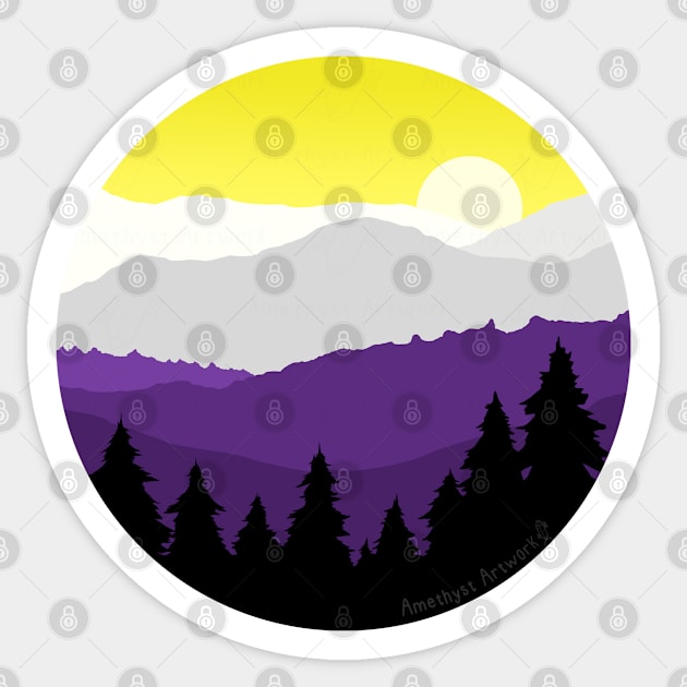 Subtle Nonbinary Pride Flag Mountain Landscape - Nonbinary Pride ...