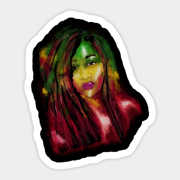 Rasta Woman, African Afro, Jamaica - Rasta Colors - Sticker | TeePublic