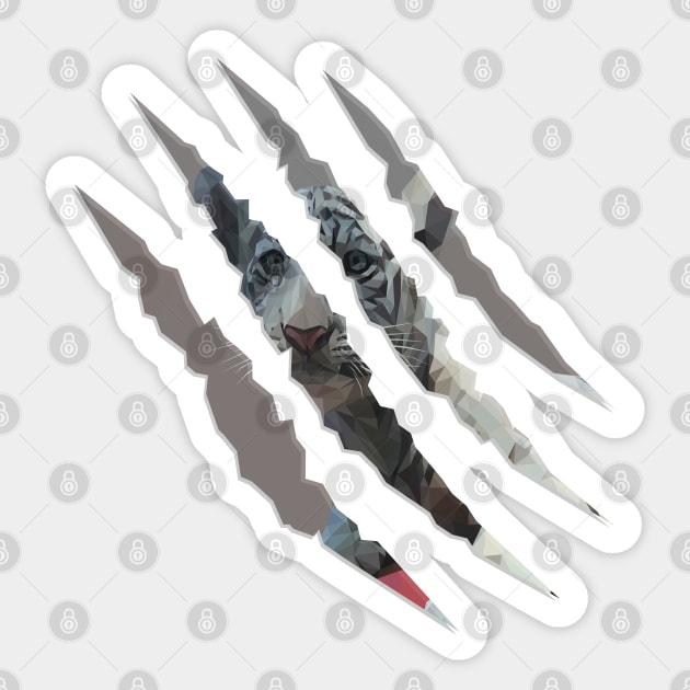 White Tiger Cub in Claw Marks - Tiger - Sticker | TeePublic