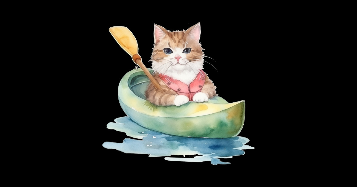 kayaking cat - Kayaking - Sticker | TeePublic