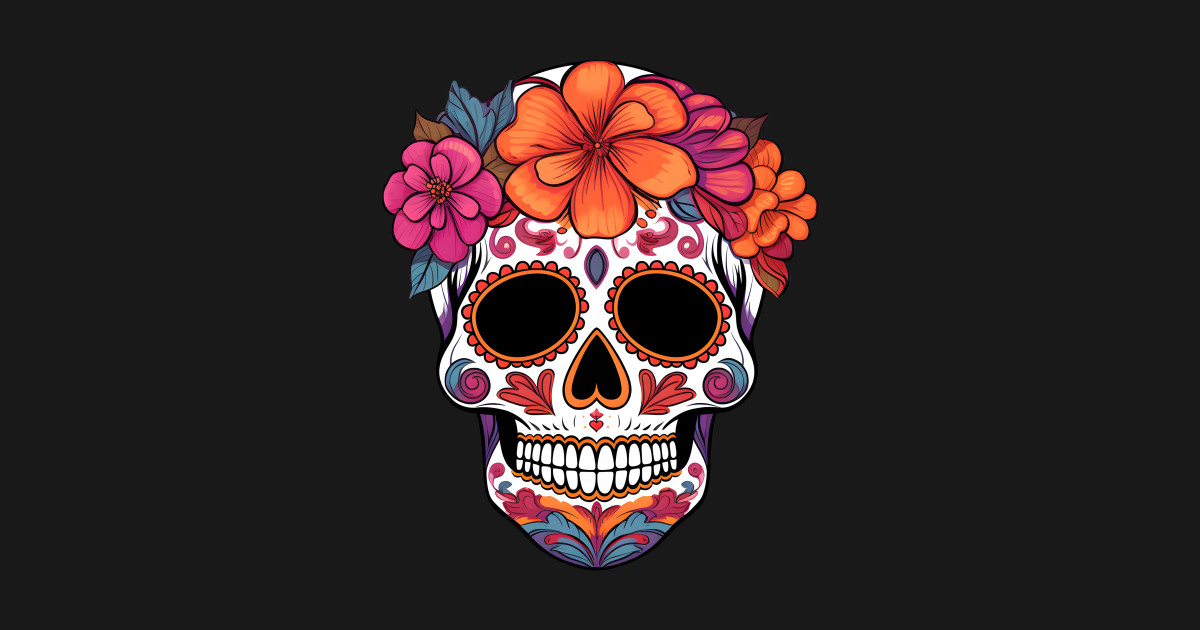 Sugar Skull Flower Crown - Sugar Skull Flower Crown - T-Shirt | TeePublic