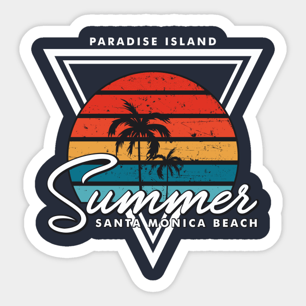 Santa Monica Beach - Summer Holiday - Sticker | TeePublic