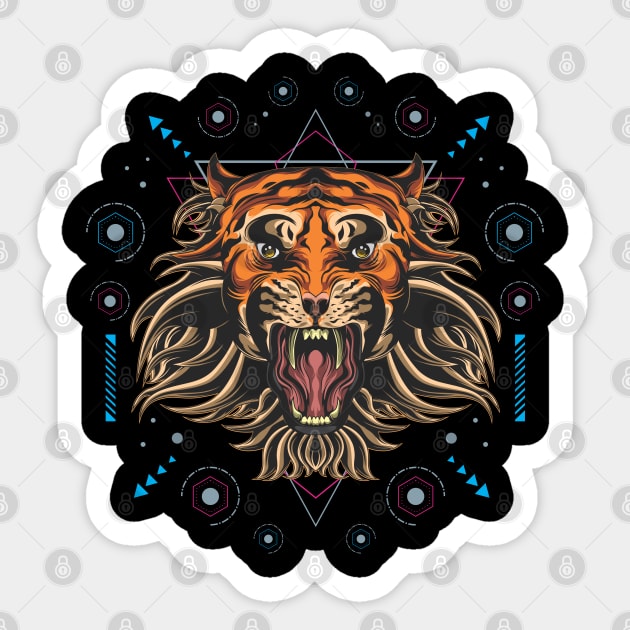 TIGER SACRED GEOMETRY - Tiger Art - Sticker | TeePublic