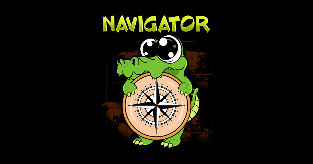 Cute & Funny Navigator Pun Alligator Compass - Navigator Gator Pun ...