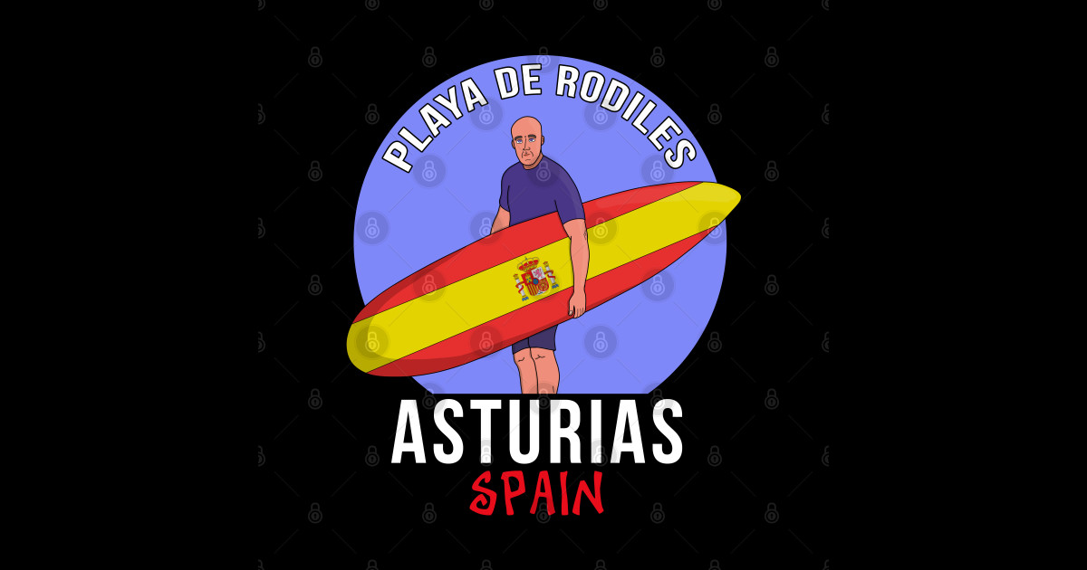 Rodiles Beach Asturias Spain - Surfing Surf - Sticker | TeePublic