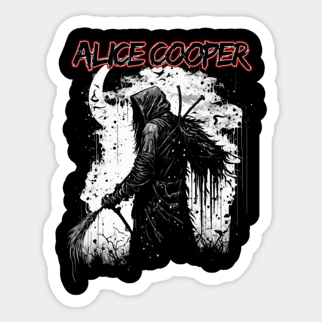 Grimy Skeleton Holding Alice Cooper - Alice Cooper - Sticker | TeePublic