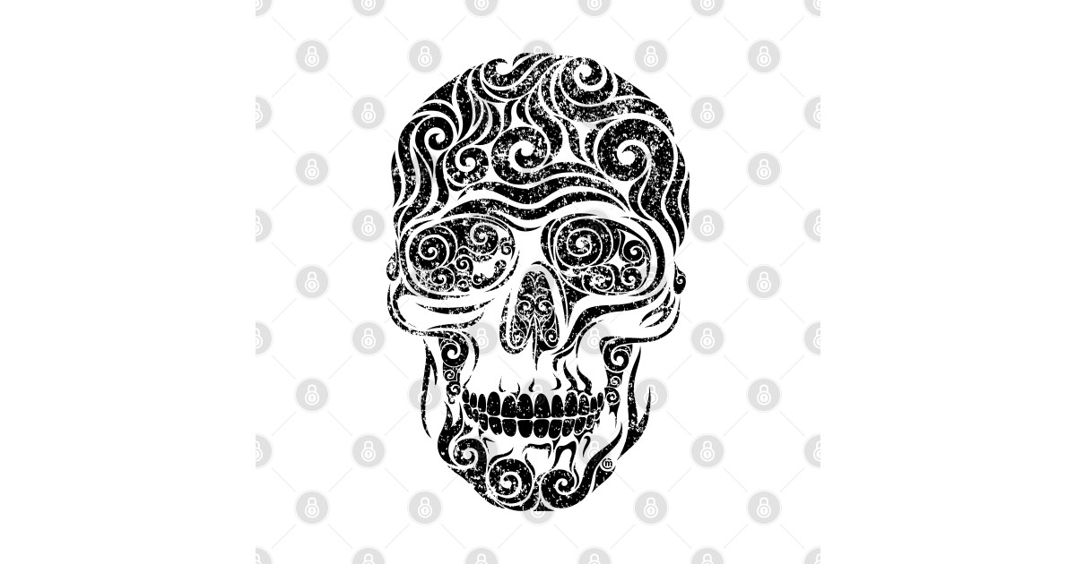 Swirly Skull - Skull - T-Shirt | TeePublic