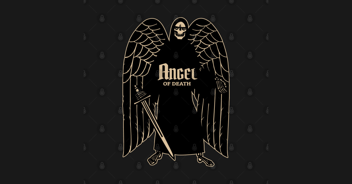 Vintage Black Death Angel - Vintage Black Angel - T-Shirt | TeePublic