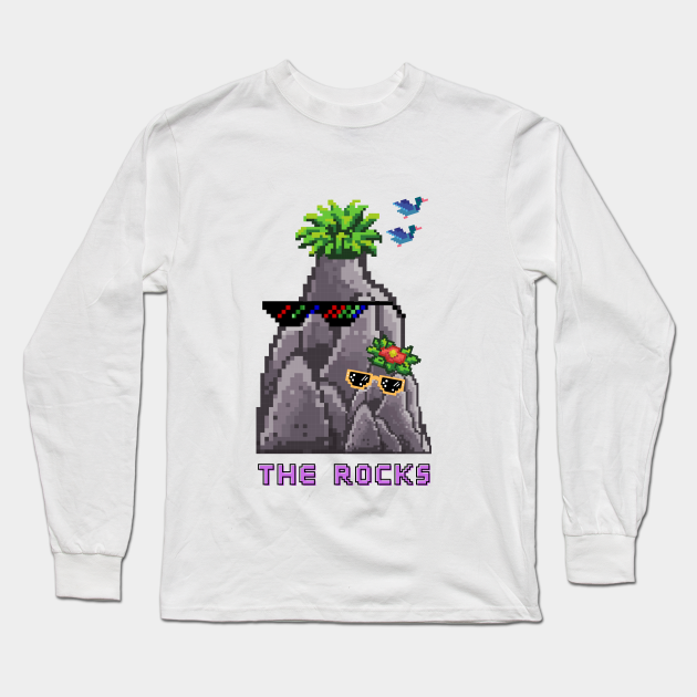 The Rocks meme pixel art - Rocks - Long Sleeve T-Shirt | TeePublic