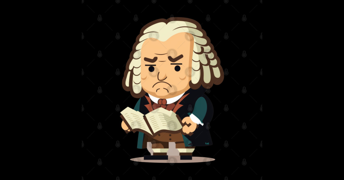 Bach cartoon - Bach - Sticker | TeePublic