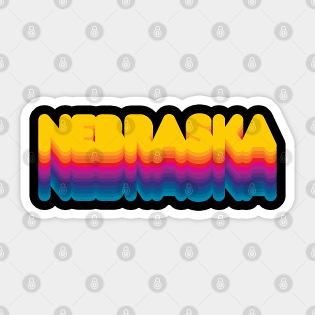 Nebraska 70's Rainbow Design - Nebraska - Sticker | TeePublic