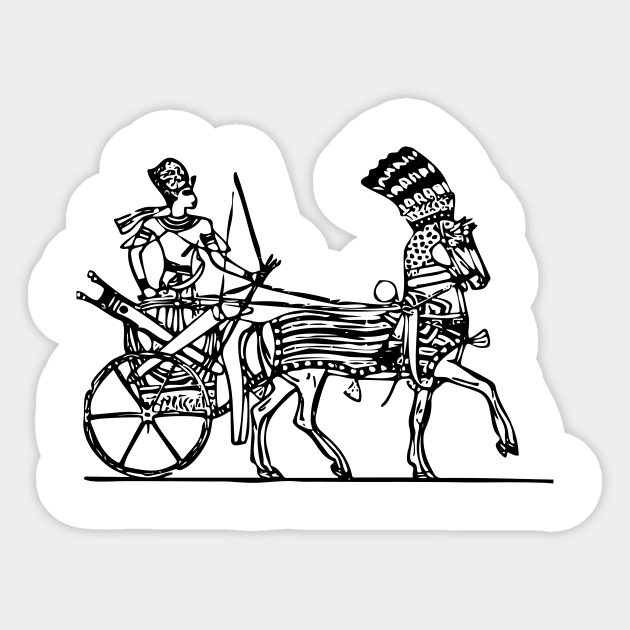 Horse drawn chariot line-art - Knight On Horse Chariot - Sticker ...