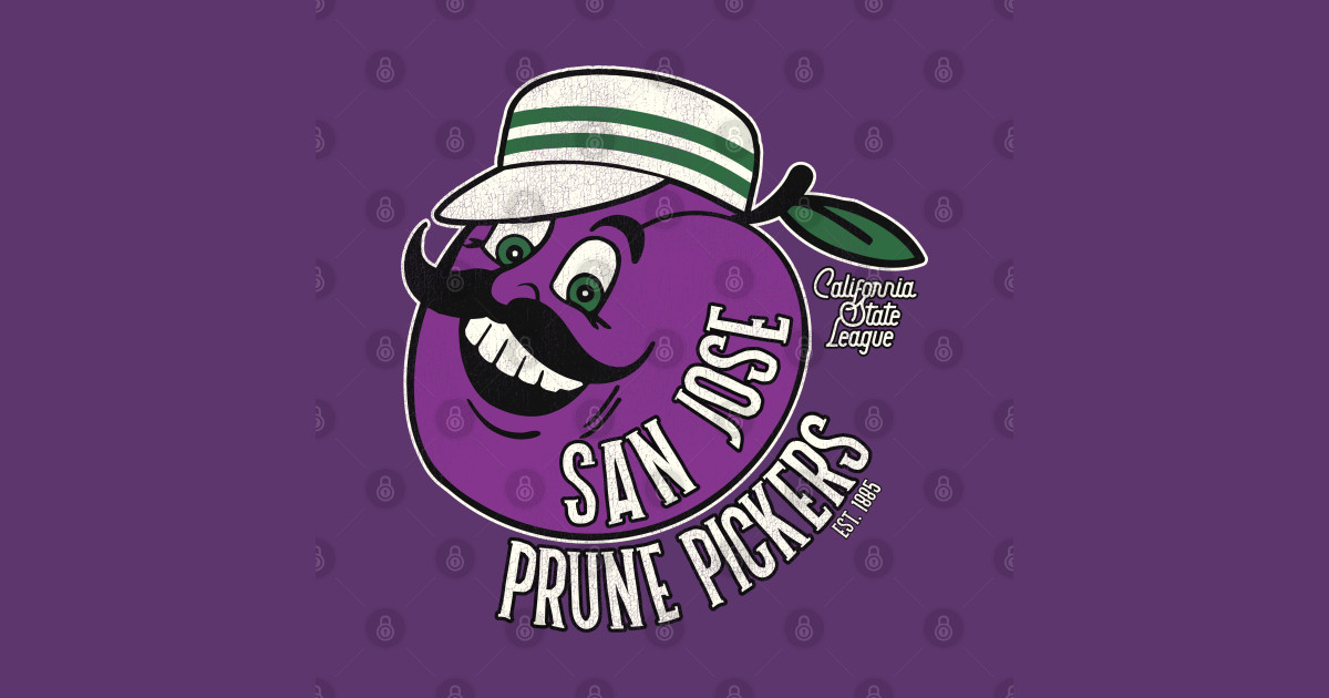Defunct San Jose Prune Pickers Baseball Team - Baseball - T-Shirt ...