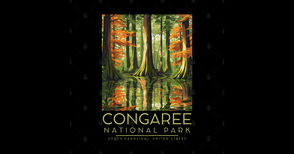 A Vintage Illustration of Congaree National Park - South Carolina - US ...