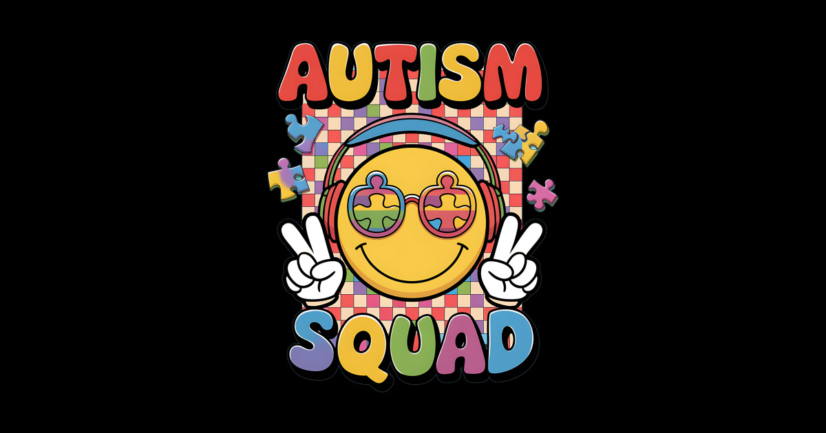 Autism Awareness Autism Squad Support Smile Face - Autism Awareness ...