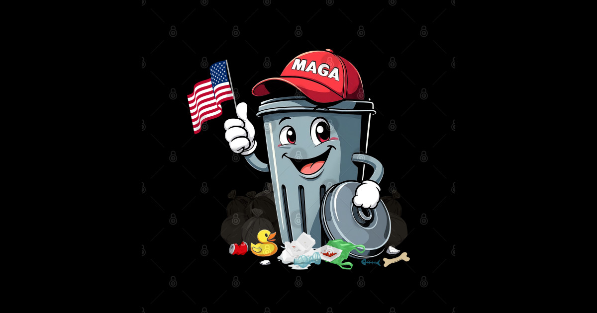 Proud MAGA Garbage Trump Supporter Trash Can Cartoon Funny - Proud Maga ...