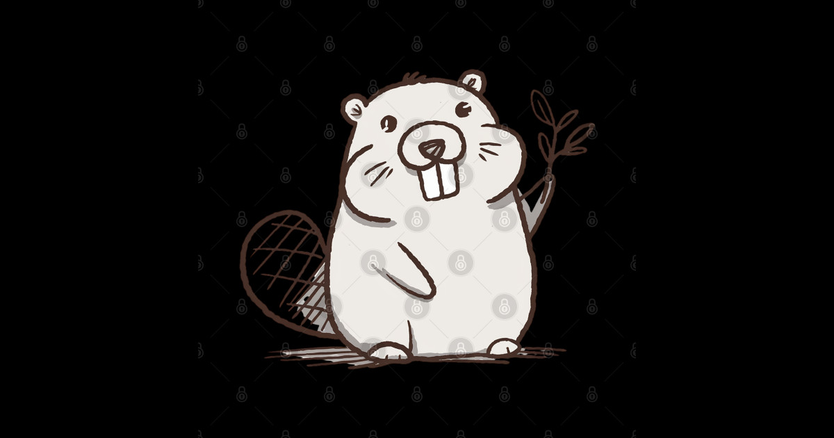 Funny Beaver Cartoon Illustration - Beaver Art - Sticker | TeePublic