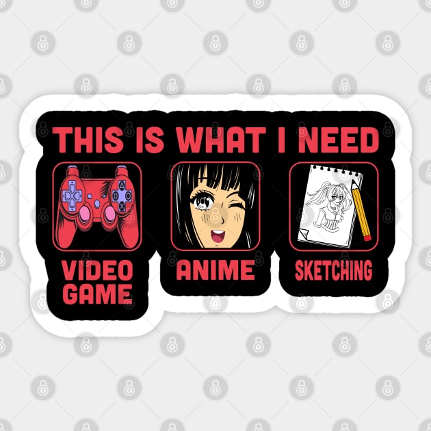 Video Game Anime Sketching - Video Game Anime Sketching - Sticker ...