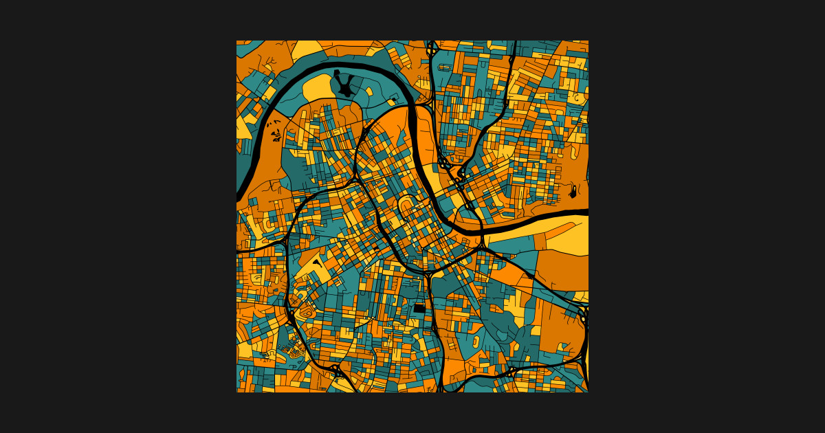 Nashville Map Pattern in Orange & Teal - Nashville Map - T-Shirt ...