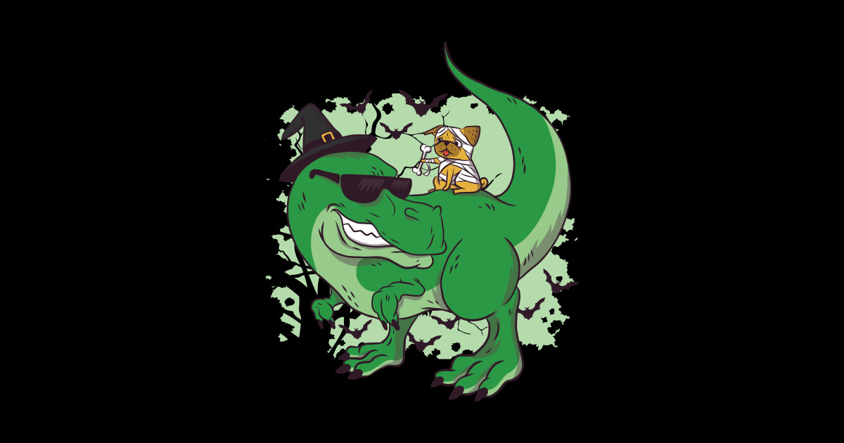 T-Rex and Pug, Trick or Treat Best Friends - T Rex And Pug - Sticker ...