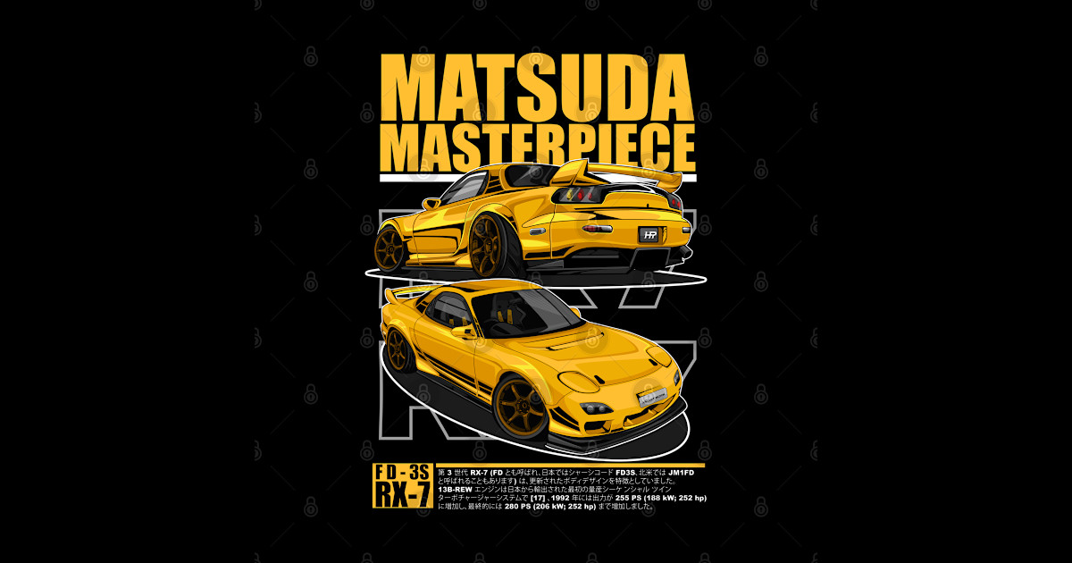JDM LEGEND MAZDA RX-7 (YELLOW) - Mazda Rx7 - Sticker | TeePublic