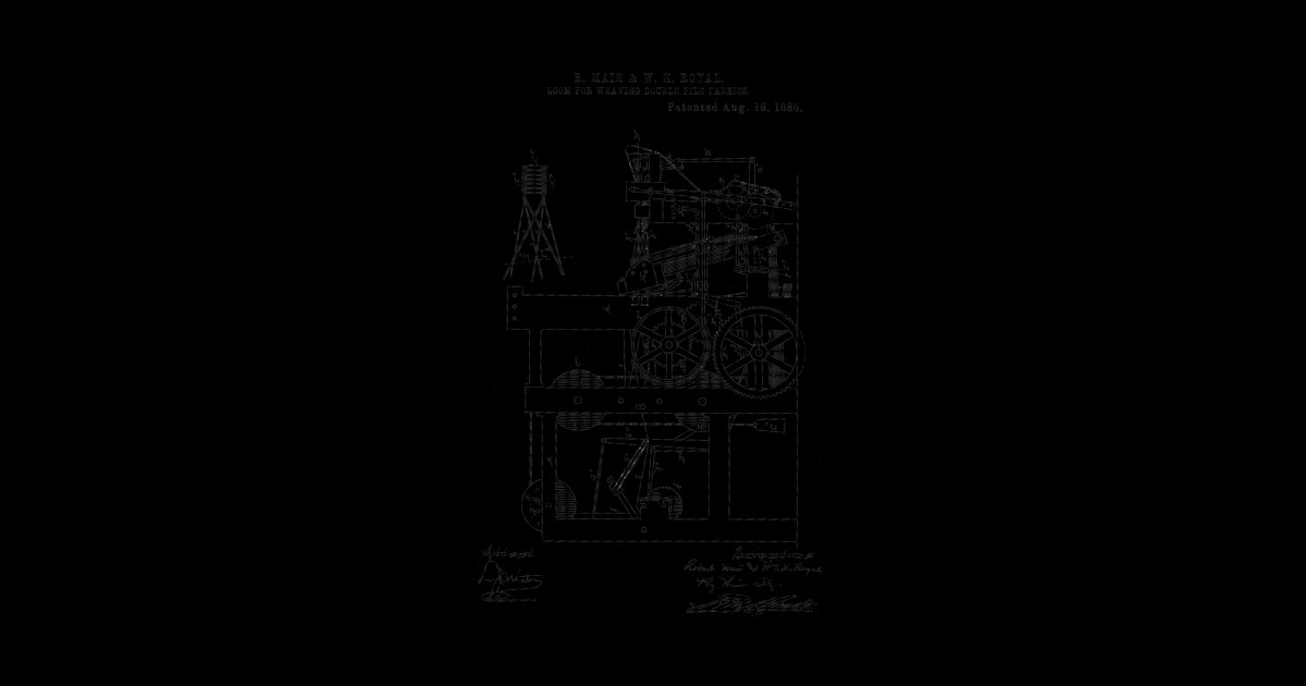 Loom for Weaving double pile fabric Vintage Patent Hand Drawing ...
