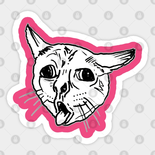 Ugly Coughing Cat Meme - Coughing Cat - Sticker | TeePublic
