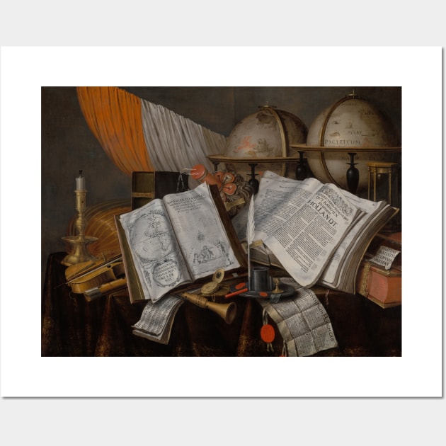 A Vanitas Still Life with a Flag, Candlestick, Musical Instruments ...