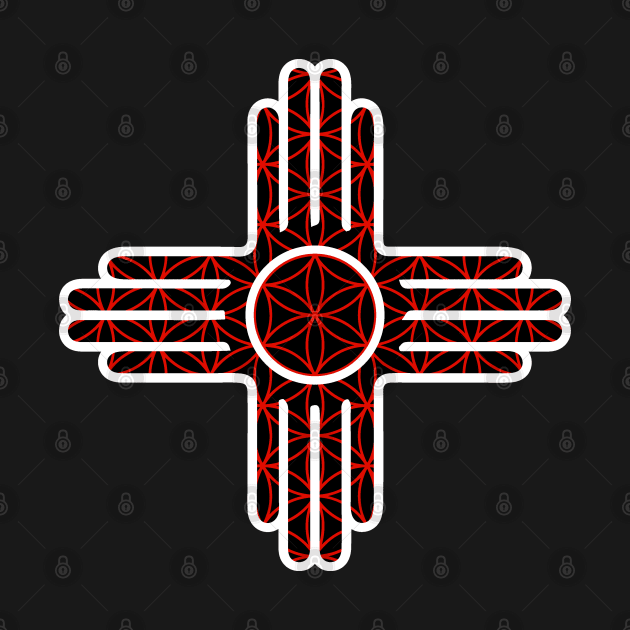 New Mexico State Flag Zia - Red Sacred Geometry Zia - New Mexico - T ...