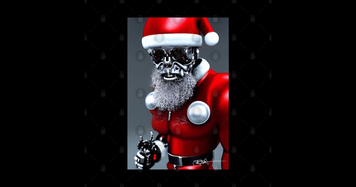 Christmas Holiday SciFi Santa Cyborgs 8 - Santa Cyborg - Sticker ...