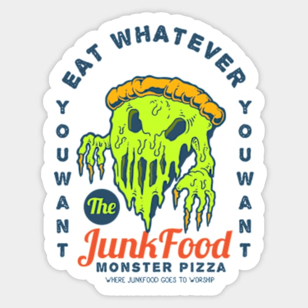 Monster Pizza Junk Food - Monster Pizza - Sticker | TeePublic