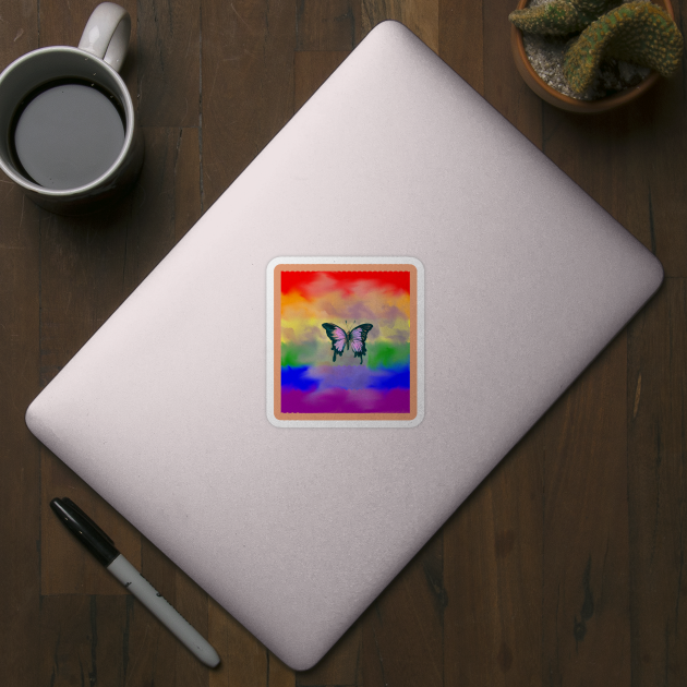 LGBT Pride Flag, Butterfly, clouds - Lgbt Pride Flag Butterfly Clouds ...