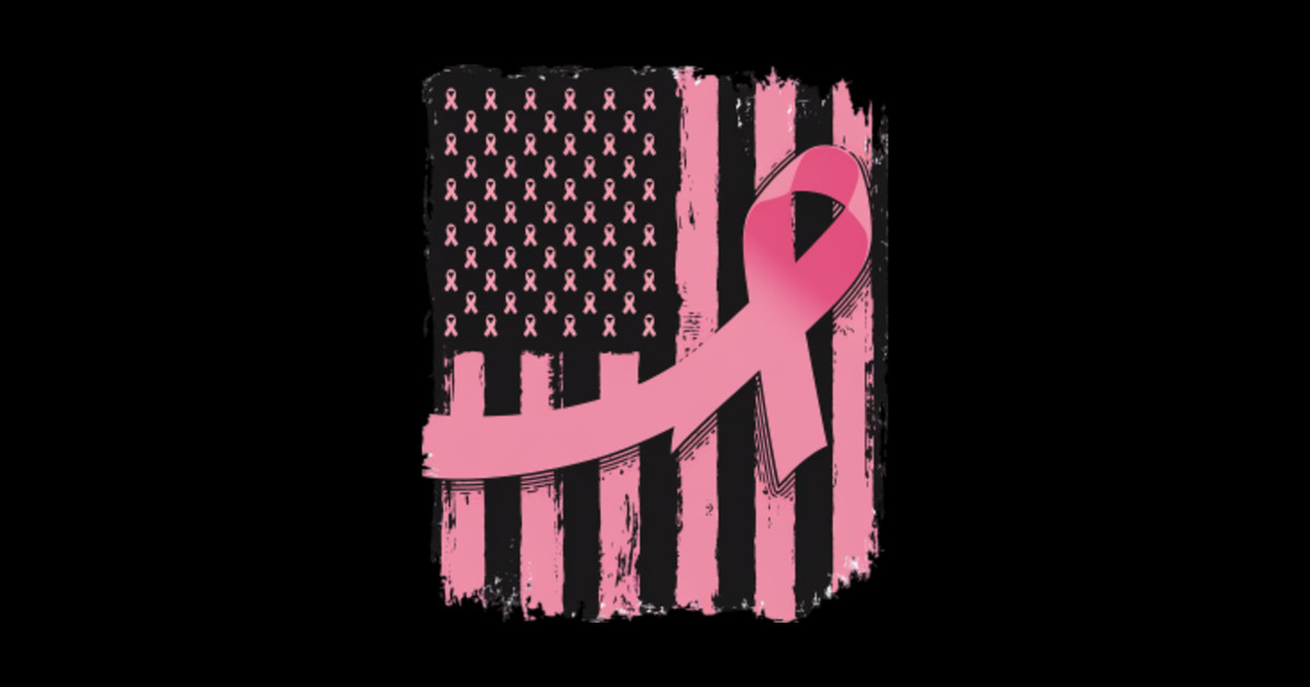 Breast Cancer Awareness Pink Ribbon American Flag Distressed - Breast ...