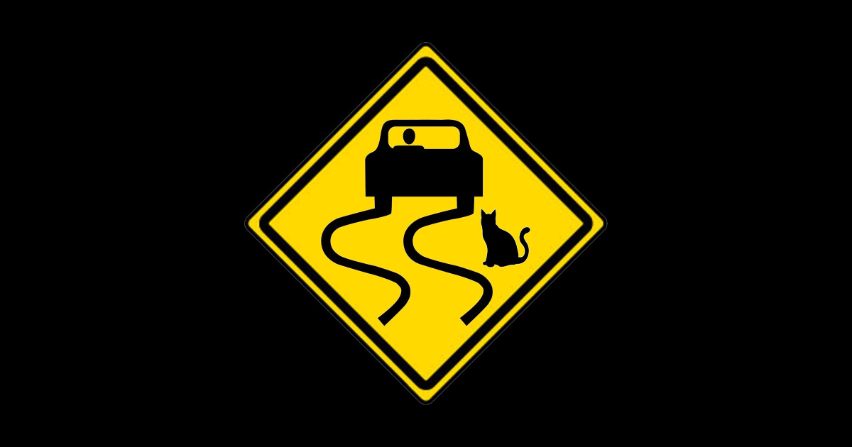 Cat Traffic Sign - Road Sign - Sticker | TeePublic