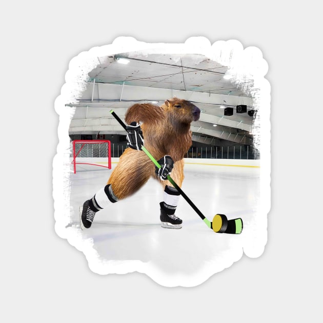 Capybara Playing Ice Hockey - Capybara Playing Ice Hockey - Magnet ...