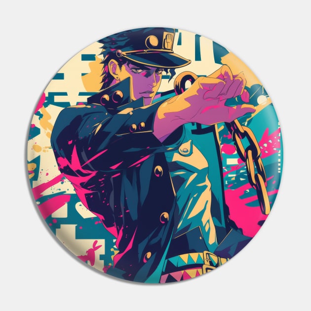 Jotaro Kujo Hero Pose - Anime Merch - Pin | TeePublic