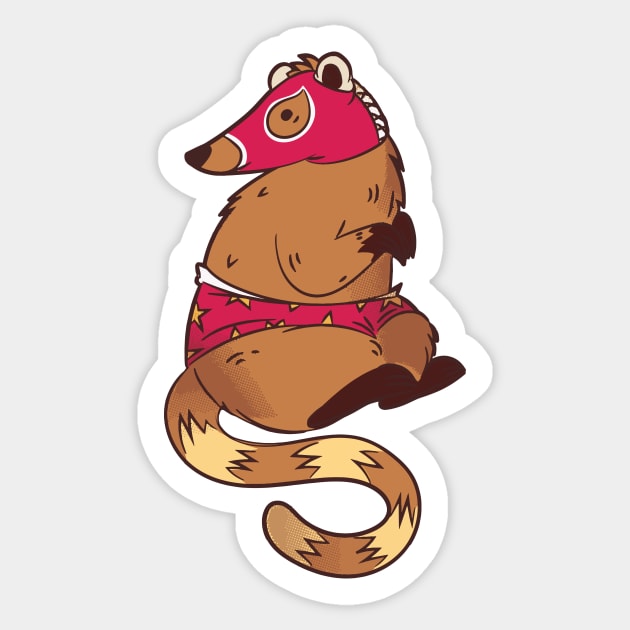 Funny Coati Luchador Wrestler Sketch Drawing - Coati - Sticker | TeePublic