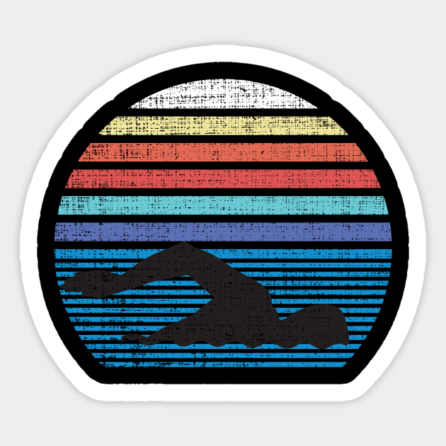 Funny Vintage Retro Swim Swimmer Swimming 80s - Swimming - Sticker ...